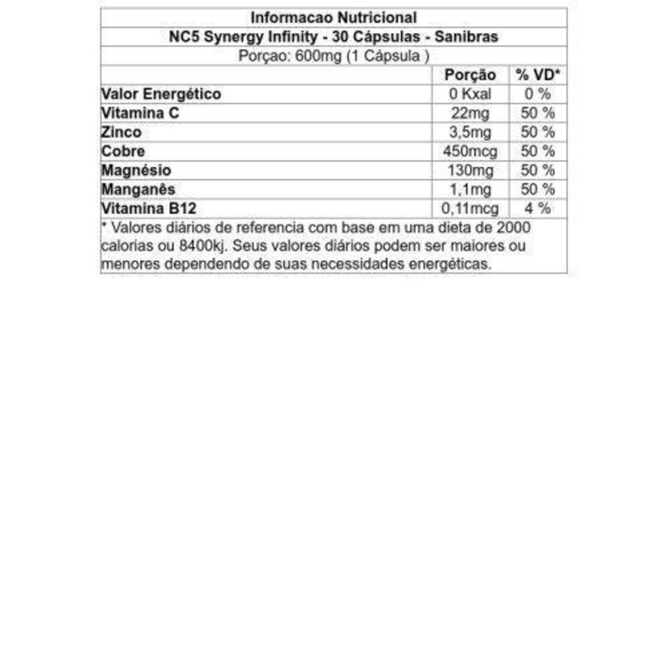 Termogênico Sanibrás NC5 Synergy Infinity - 30 Cápsulas | Centauro