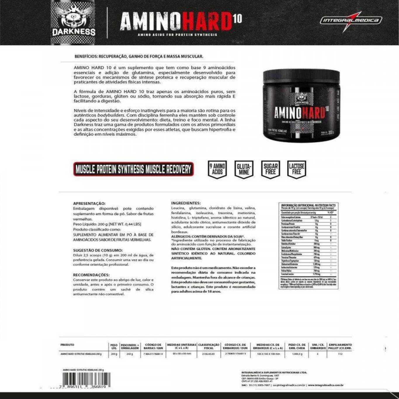 Amino Hard 10 Integralmédica - Frutas Vermelhas - 200g | Centauro