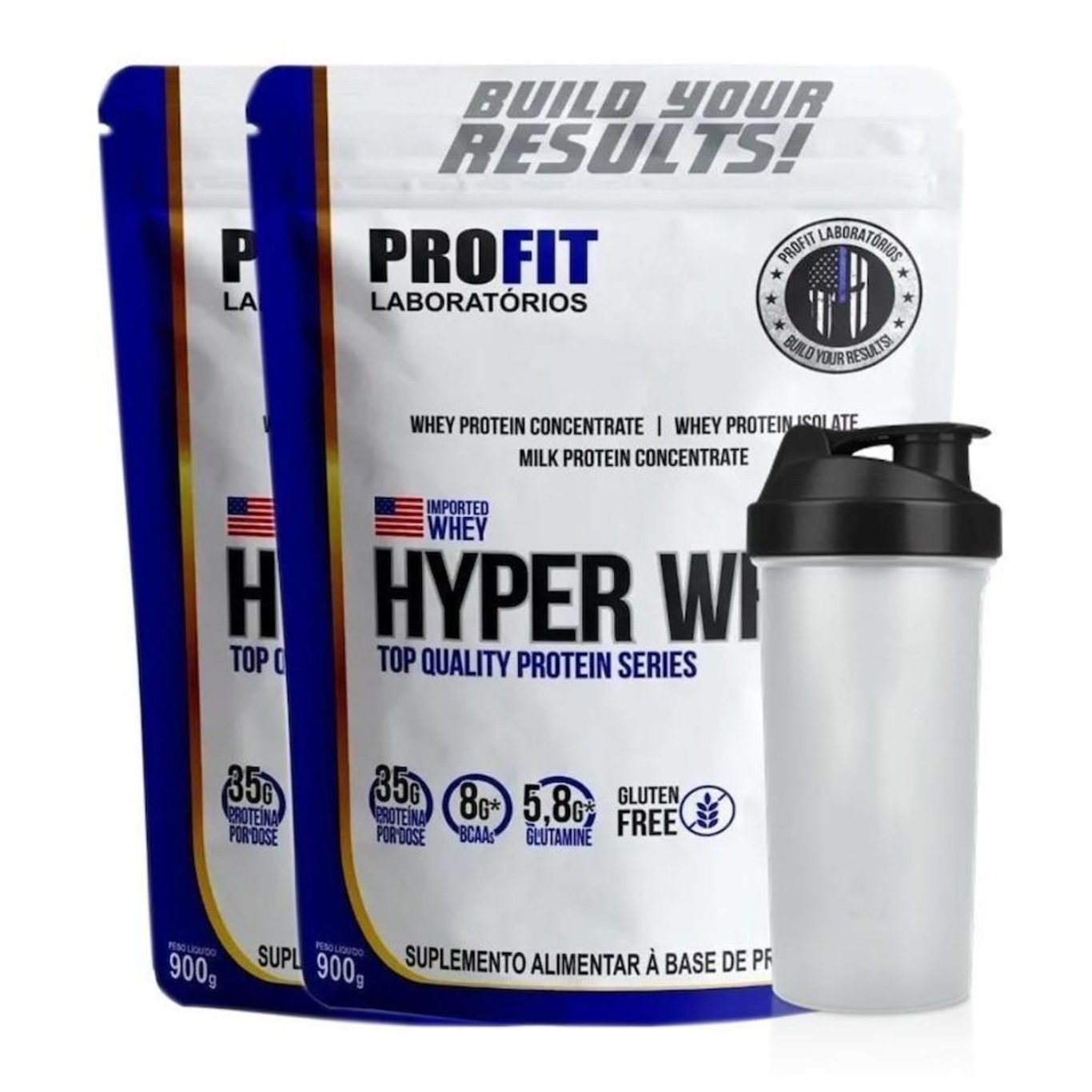 Combo 2 Hyper Whey Protein Isolado Profit Nutri Concentrado Morango