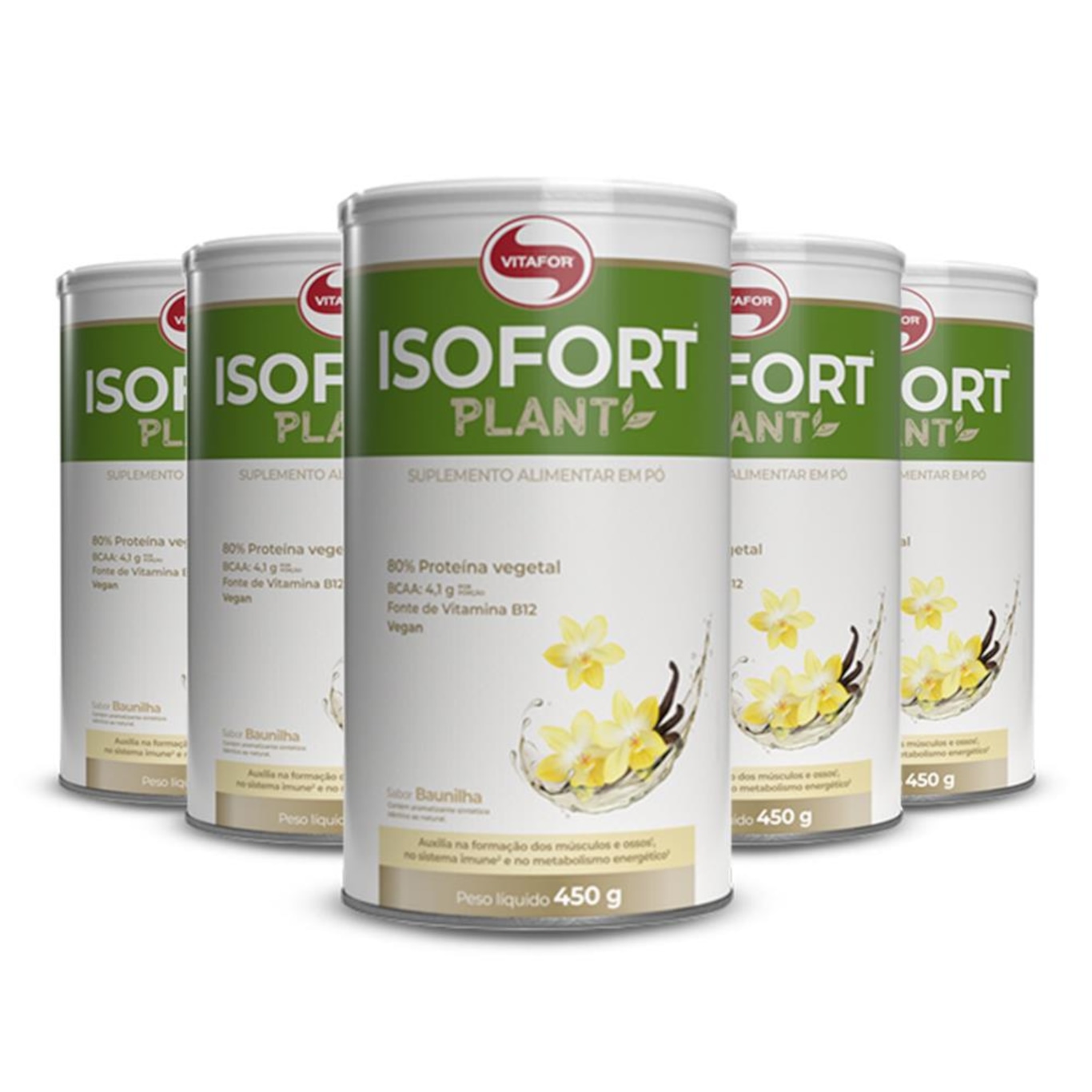 Kit Isofort Plant Vitafor com 5 unidades - Baunilha - 450g | Centauro