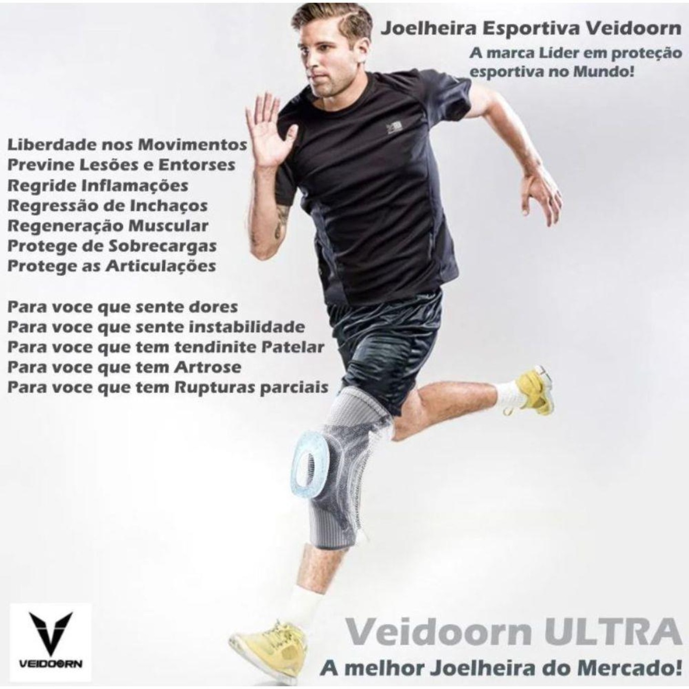 Joelheira Veidoorn Ultra Tricô Pad Silicone E Aço Flexível | Centauro