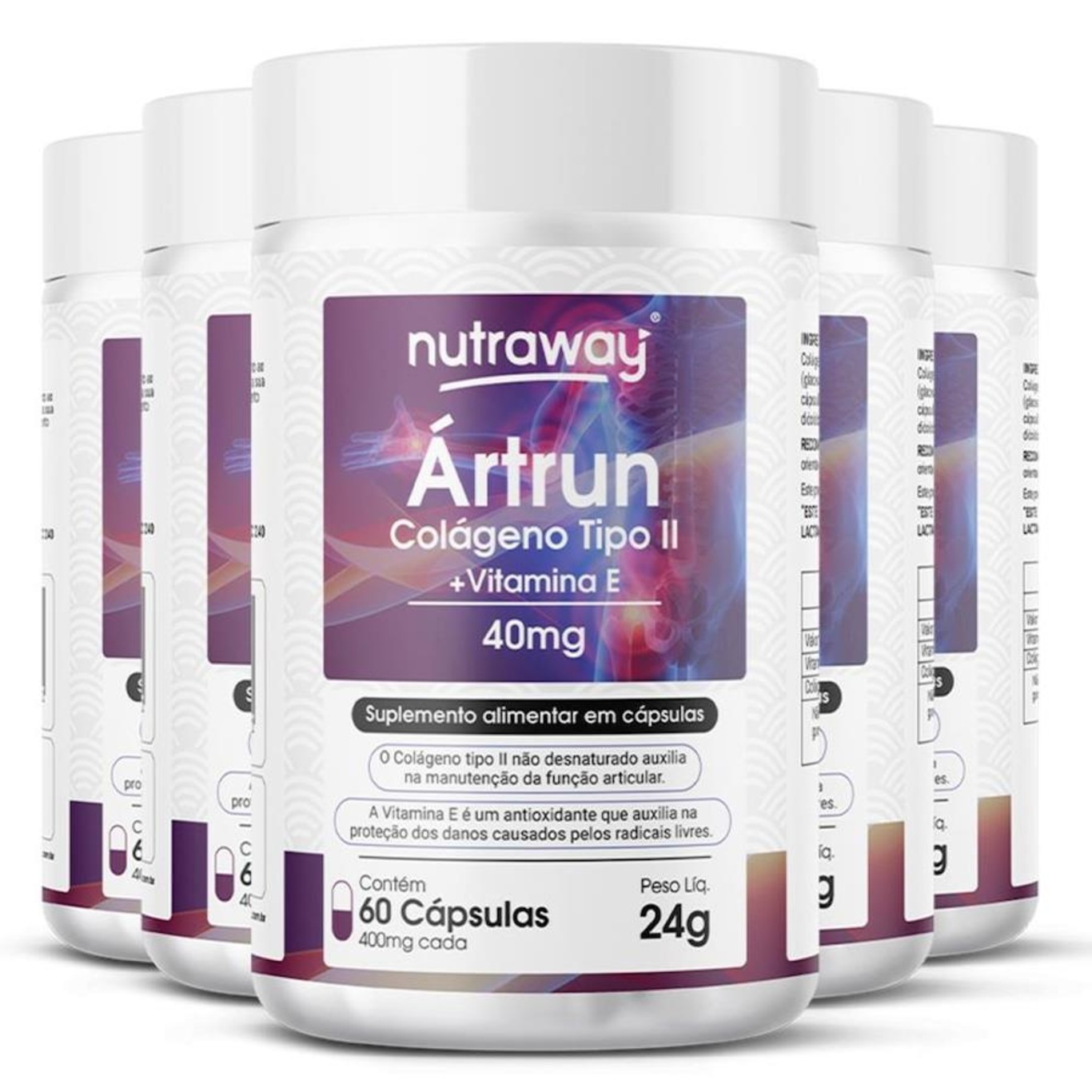 Kit de Artrun Colágeno Tipo II Nutraway 40mg - 60 cápsulas - 5 unidades | Centauro