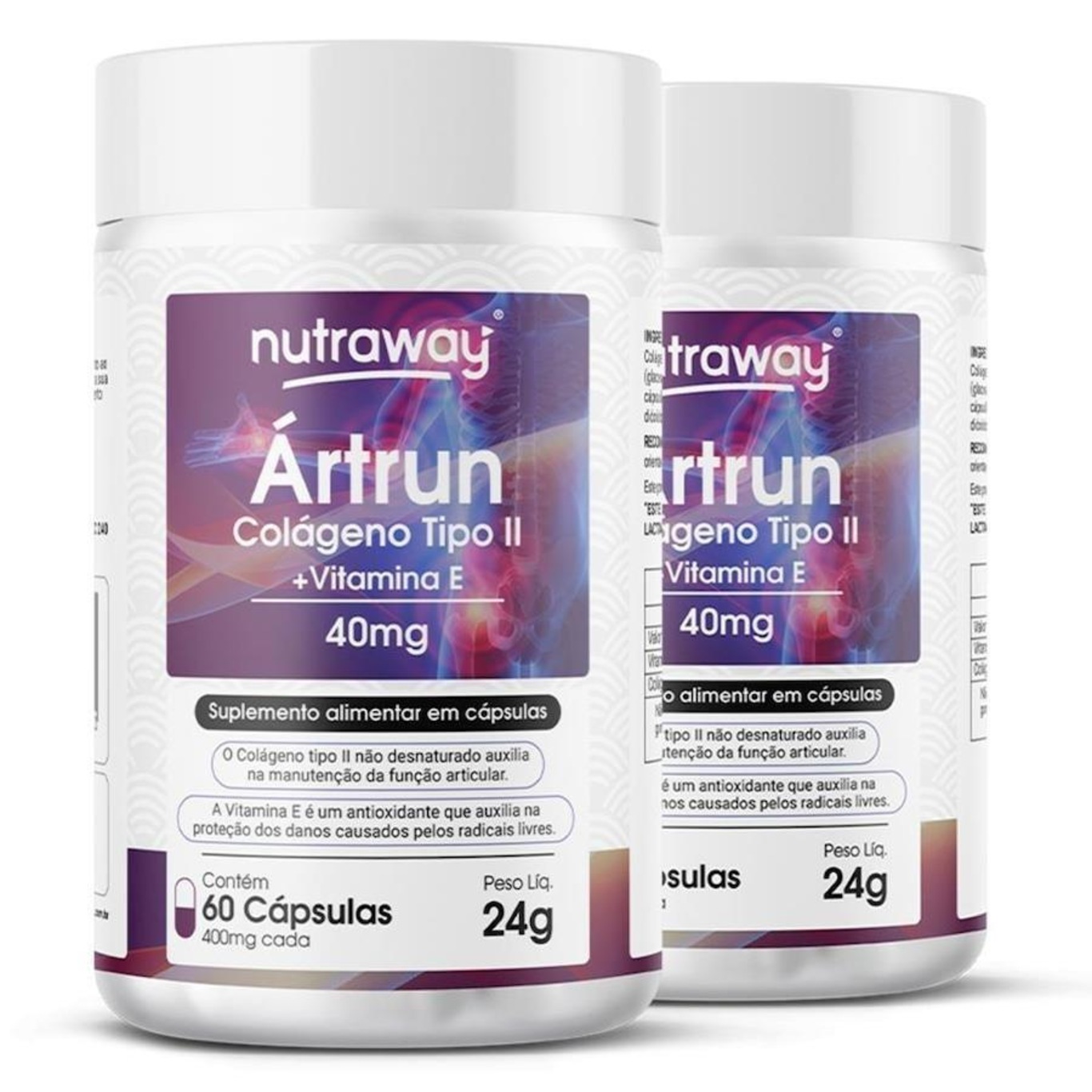 Kit 2 Artrun Colágeno Tipo Ii Nutraway 40mg - 60 Cápsulas | Centauro