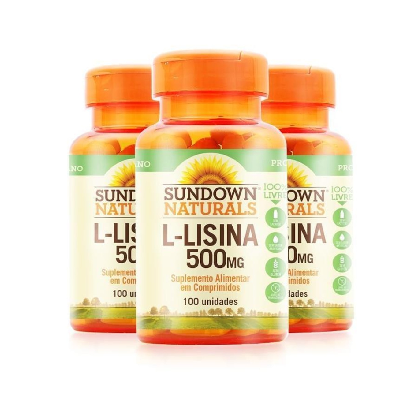 Kit L-Lisina Sundown Naturals Naturals 500mg - 100 comprimidos - 3 ...