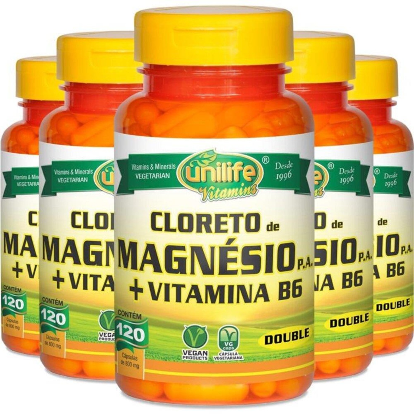 Kit Cloreto de Magnésio P.A. Unilife - 800mg - 120 Cápsulas - 5 unidades | Centauro