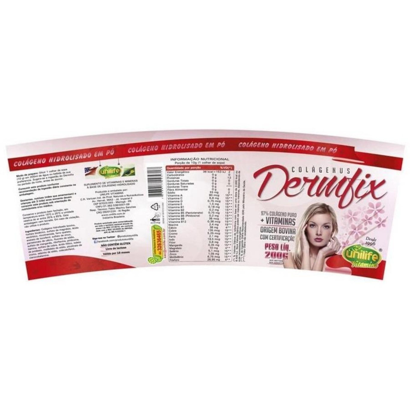 Kit 3 Colágeno Hidrolisado Dermfix 200g em pó Unilife | Centauro