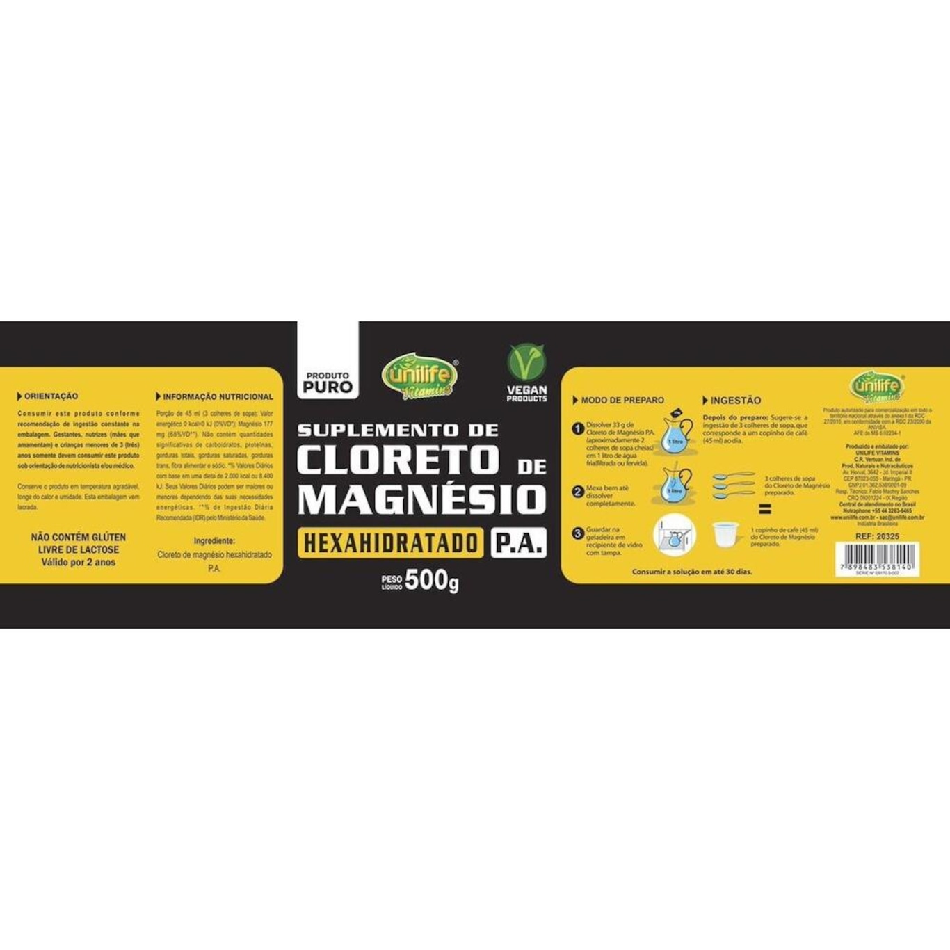 Cloreto de Magnésio Hexahidratado P.A Unilife - 500g | Centauro