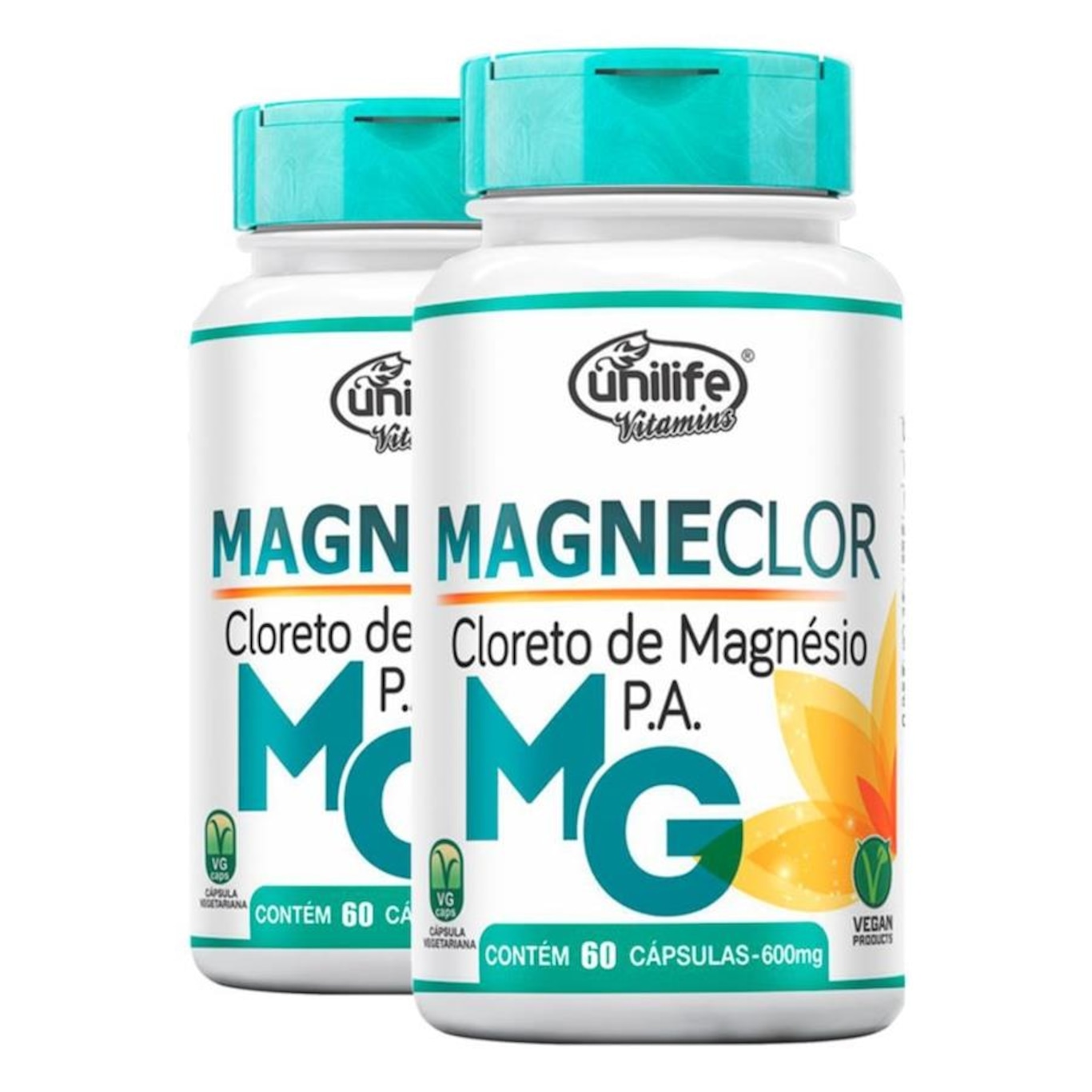 Kit de Cloreto de Mag. Magneclor 600mg Unilife - 60 cápsulas - 2 unidades | Centauro