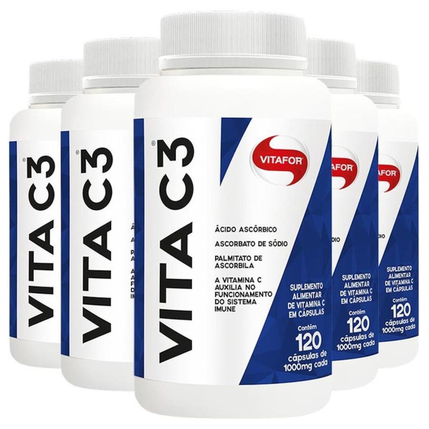 Kit Vita C3 Vitamina C Vitafor - 120 cápsulas - 5 unidades | Centauro