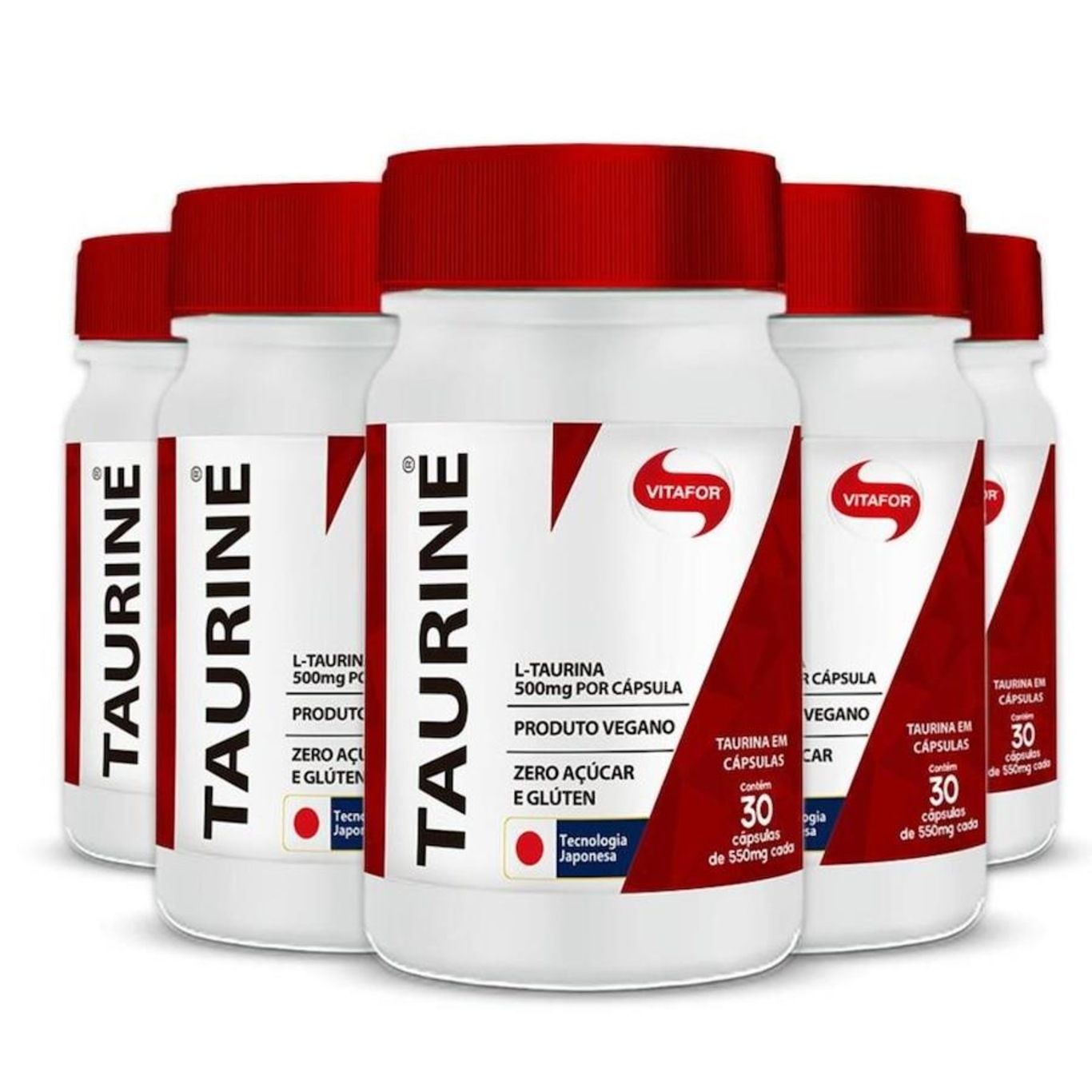 Kit Taurine 500mg Vitafor - 30 cápsulas - 5 unidades | Centauro