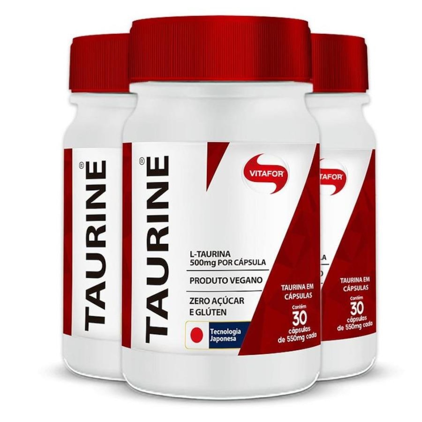 Kit Taurine 500mg Vitafor - 30 cápsulas - 3 unidades | Centauro