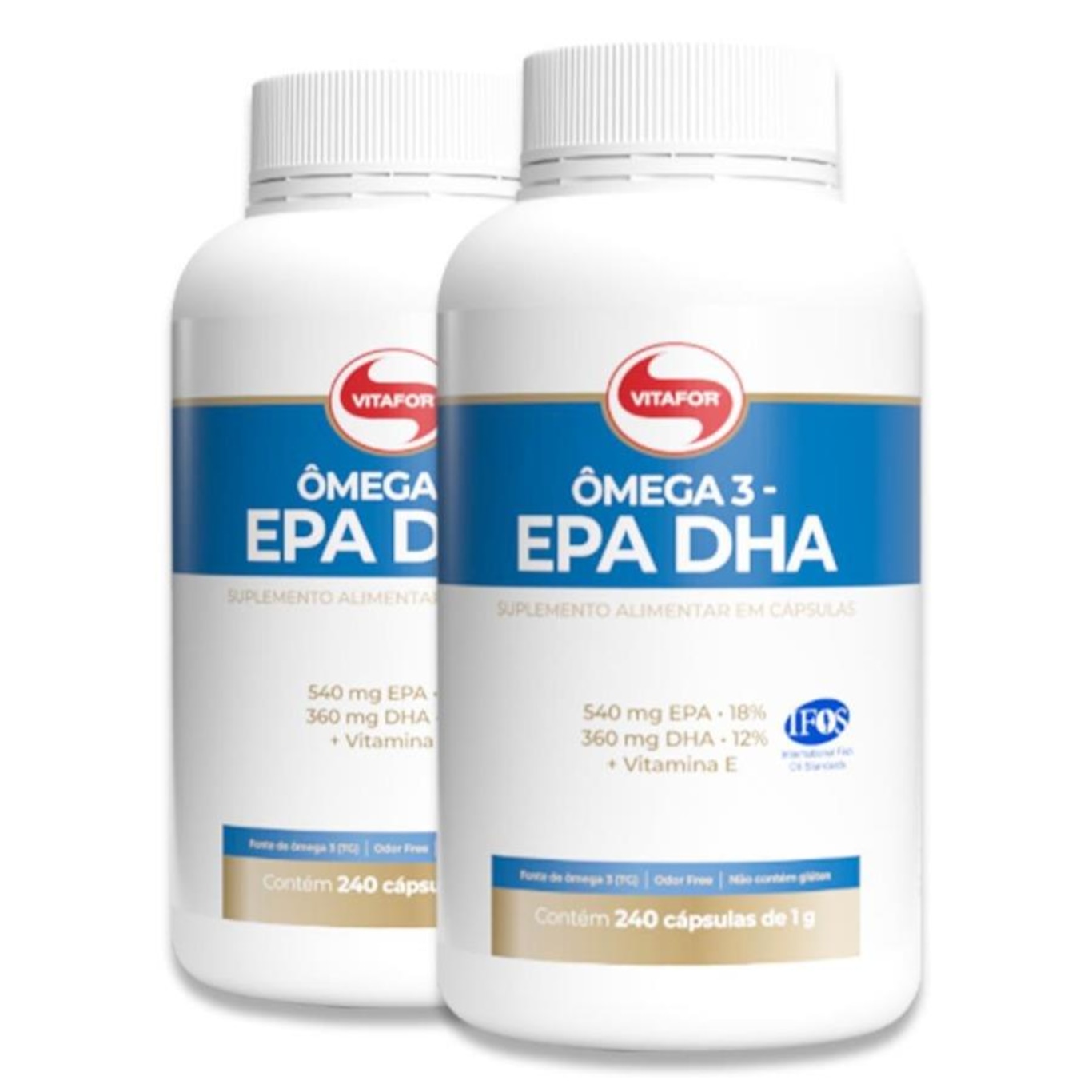 Kit de Ômega 3 EPA DHA 1g Vitafor - 240 cápsulas - 2 unidades | Centauro