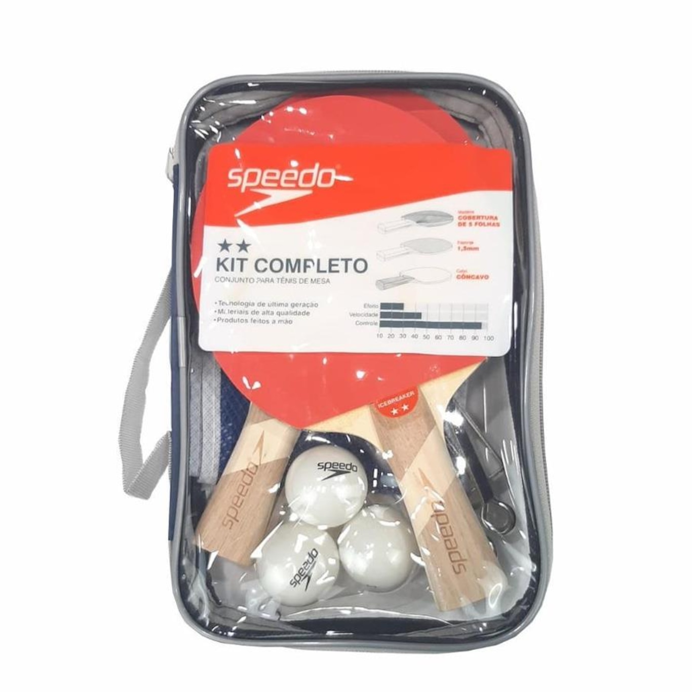 Kit Tênis de Mesa Speedo 2 Raquete + 3 Bolas + 1 Rede | Centauro