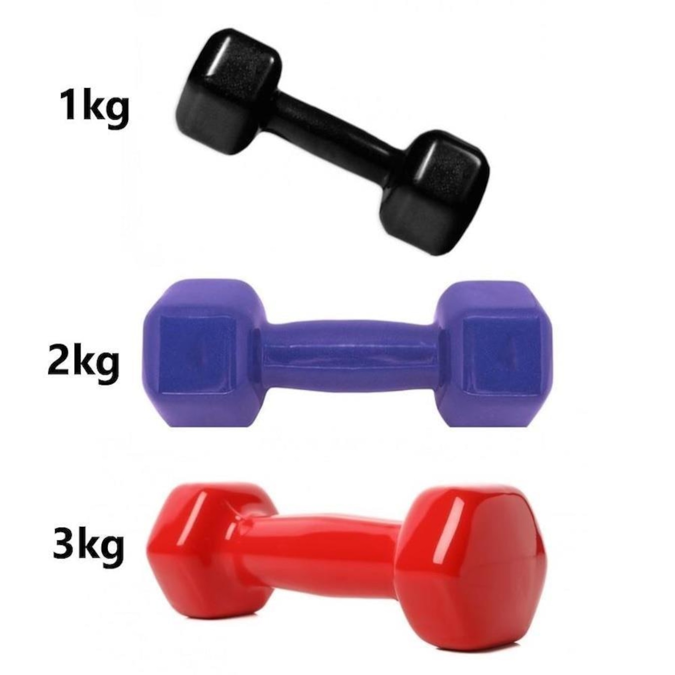 Kit Bonafit: 3 Halteres Sextavados Peso + Suporte - 12kg | Centauro
