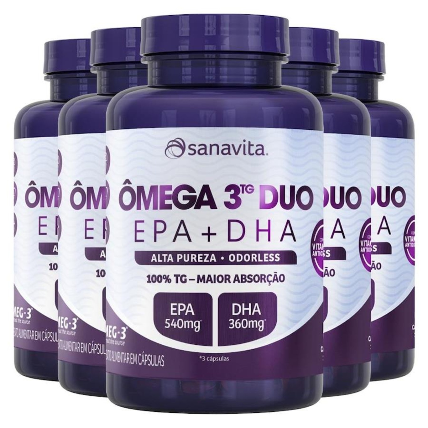 Kit Sanavita: 5x Ômega 3TG Duo - 60 cápsulas | Centauro
