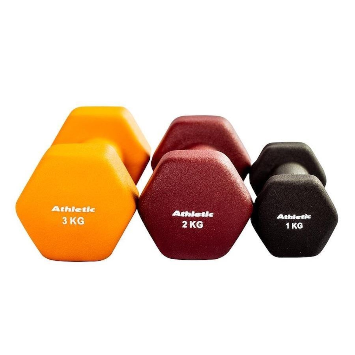 Kit de Halteres Emborrachado Sextavados Athletic - 6 unidades + 1 ...