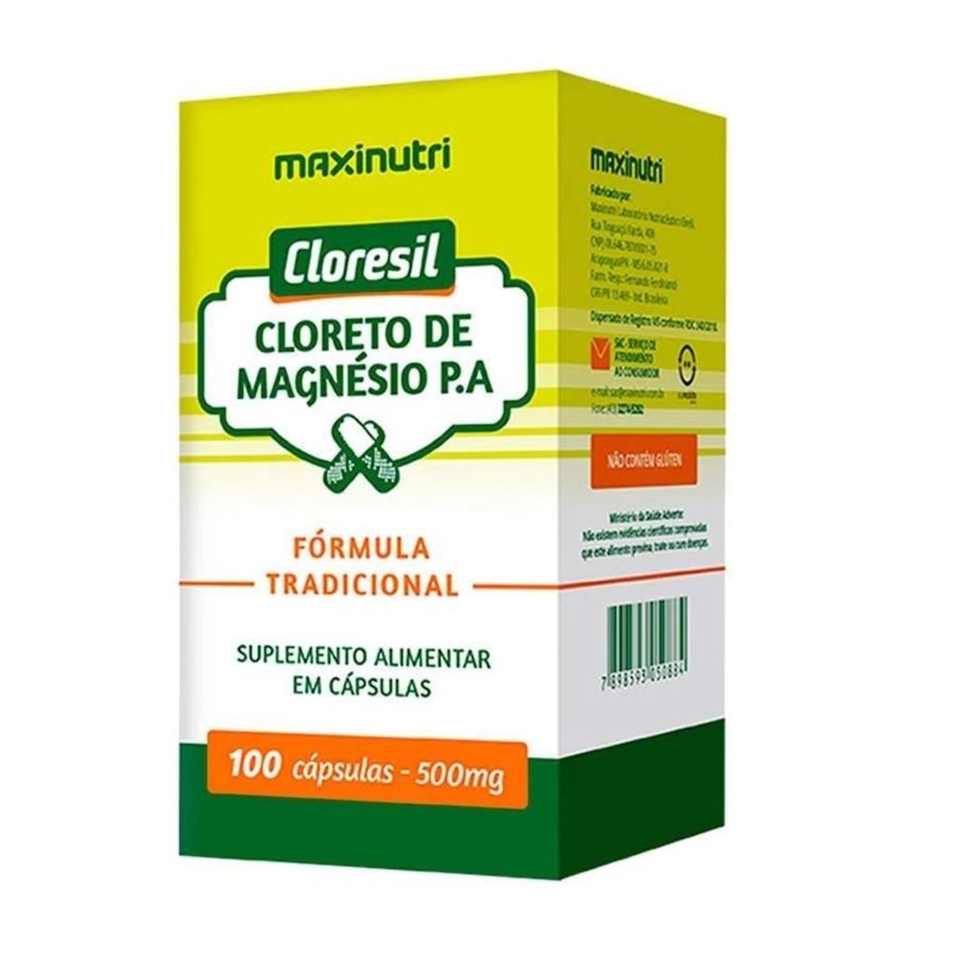 Cloreto de Magnésio P.A Maxinutri Cloresil 500mg - 100 Cápsulas | Centauro
