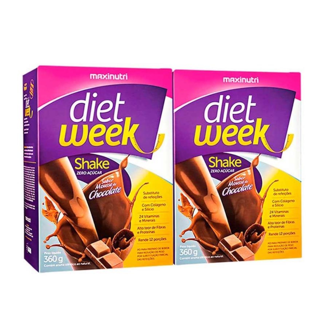 Kit 02 Diet Week Shake Mousse de Chocolate Maxinutri - 360g | Centauro