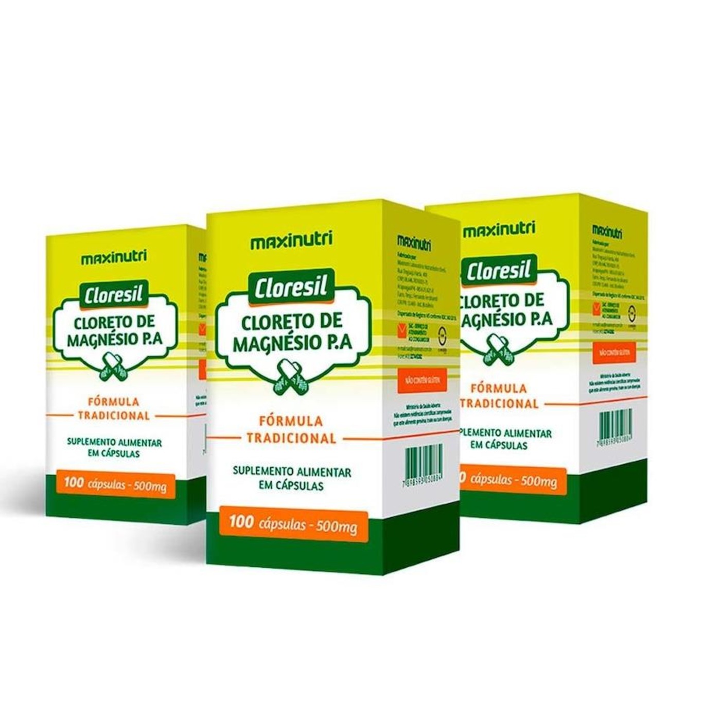 3 Cloresil Cloreto Magnésio P.A 500mg Maxinutri - 100 Cápsulas | Centauro