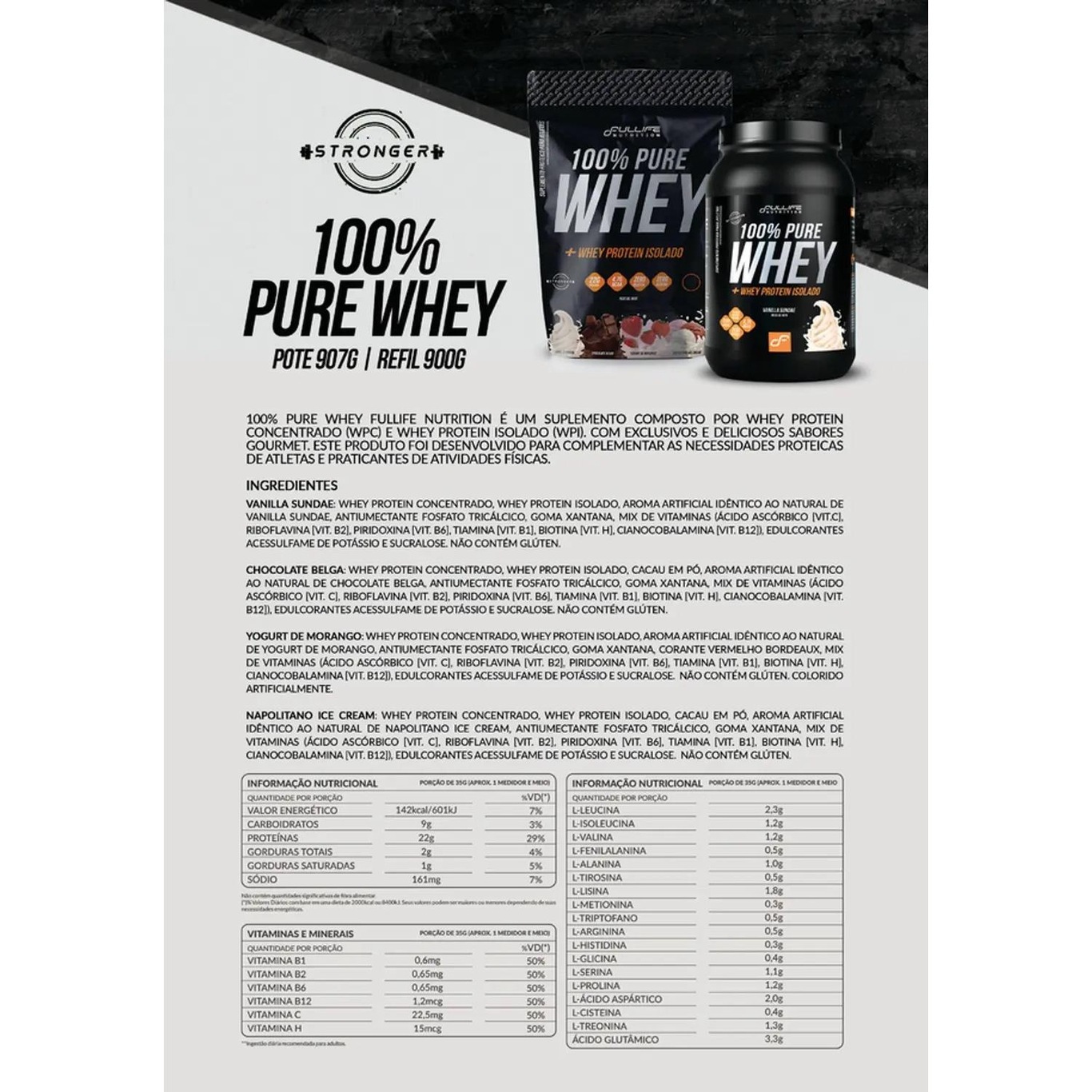 100% Full Whey Protein + Isolado Fullife - Napolitano - 900g | Centauro