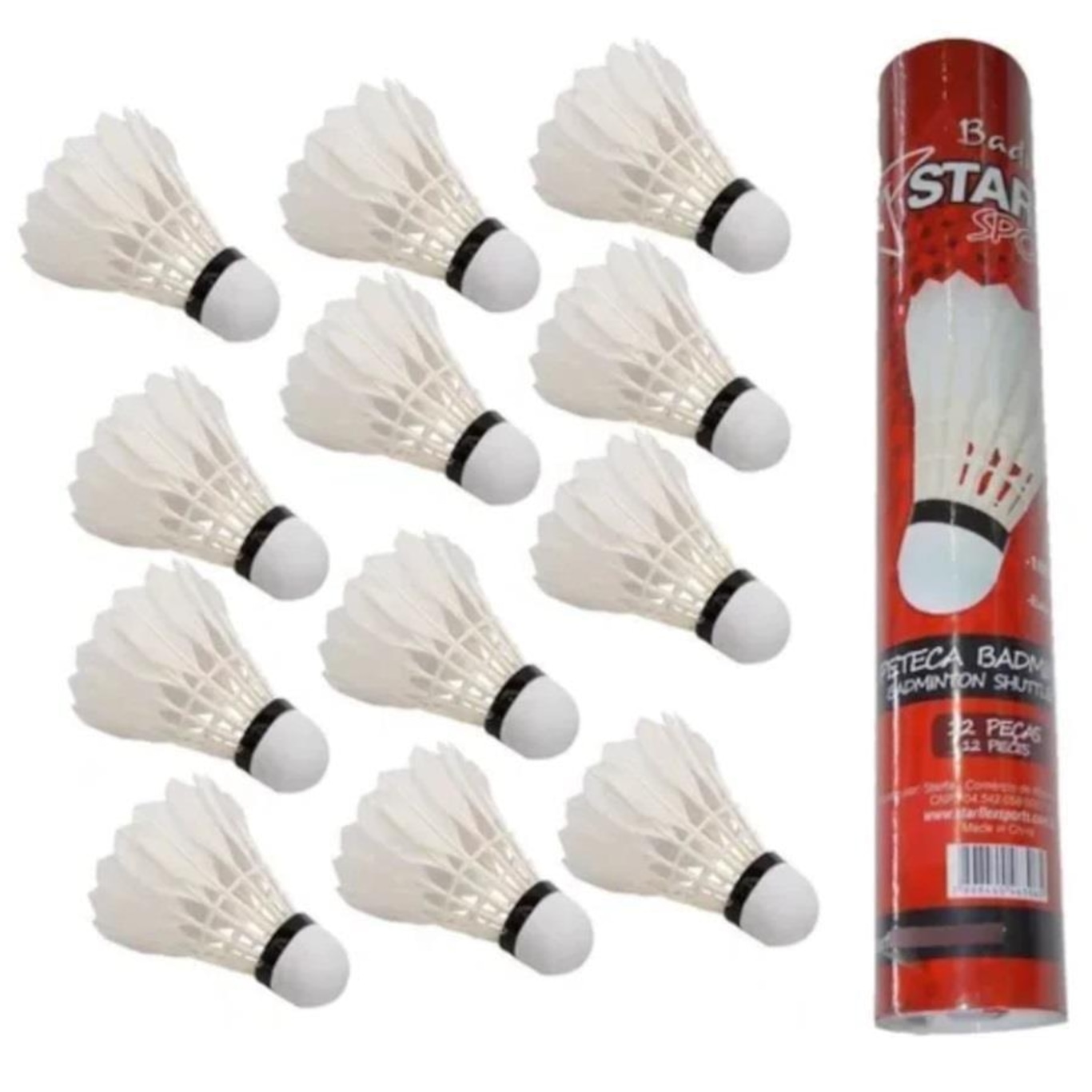 Kit Peteca Badminton Starflex Pena de Ganso - 12 Unidades | Centauro