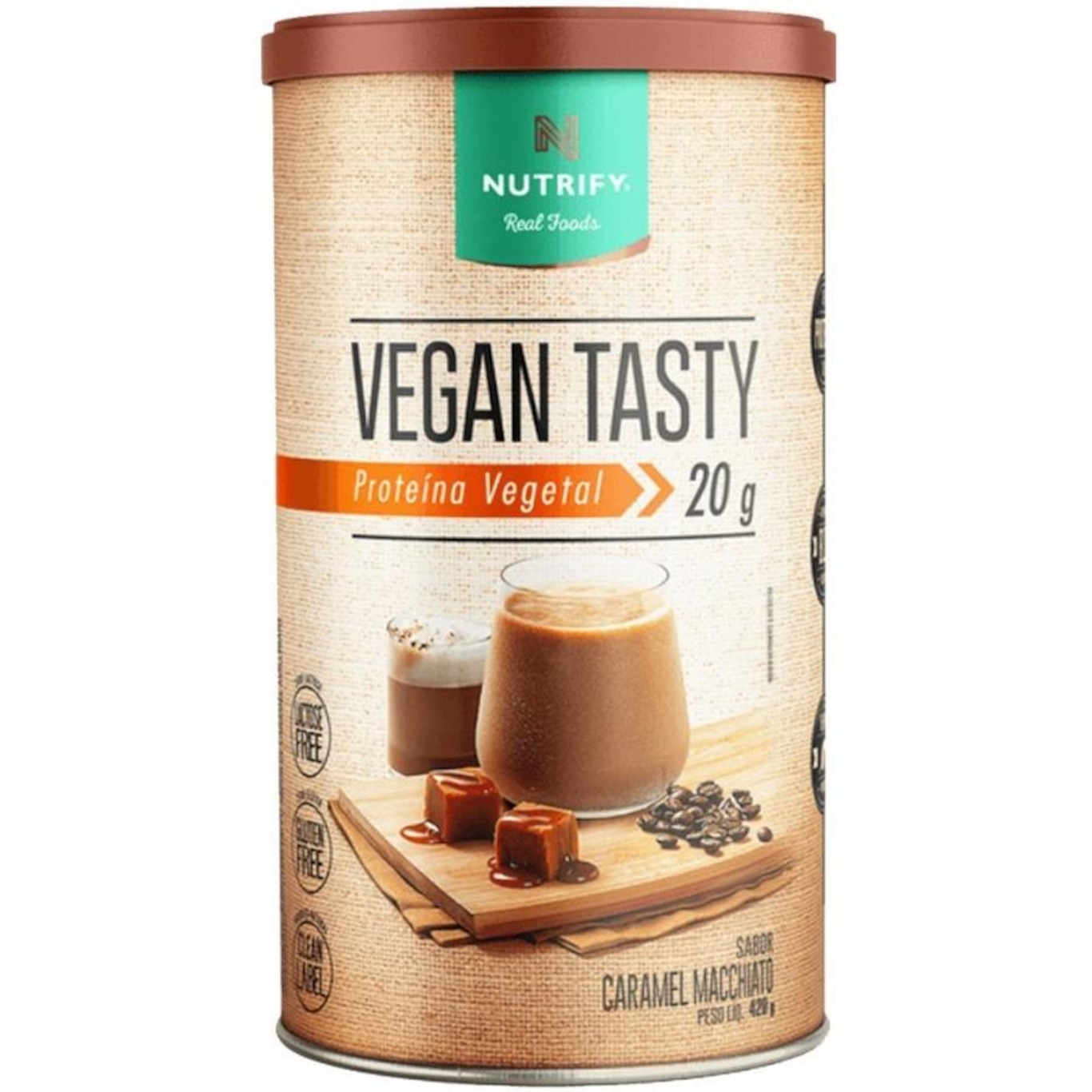 Vegan Tasty Isolado Vegano Clean Label Vitamina B12 Nutrify - Caramel Macchiato - 420g | Centauro