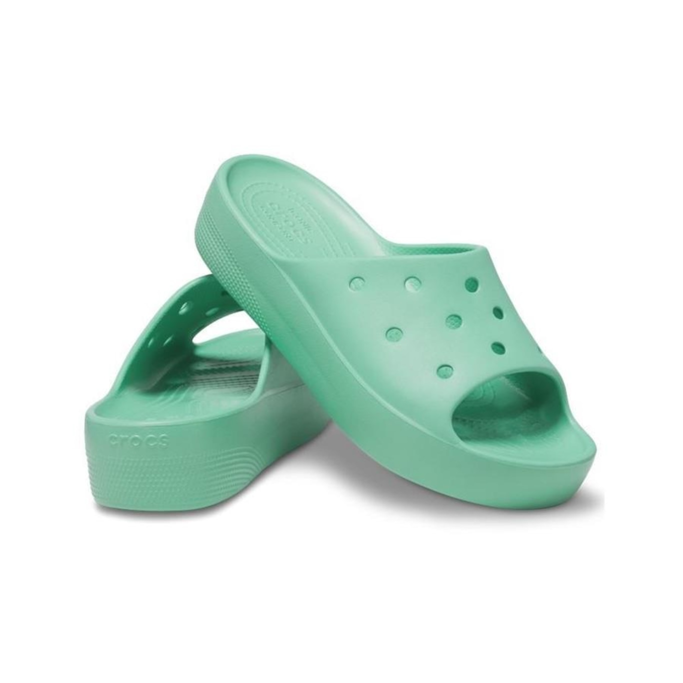Chinelo Crocs Classic Plataform Slide Jade Stone - Feminino | Centauro