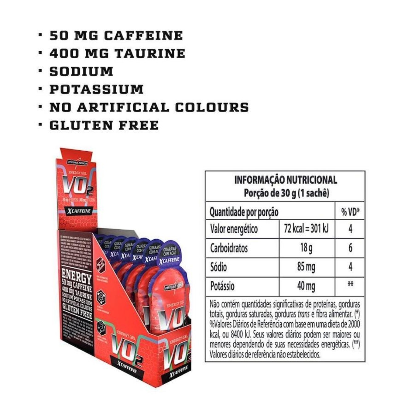 Vo2 Energy Gel X-Caffe ineIntegralmédica - Caixa com 10 Saches em ...
