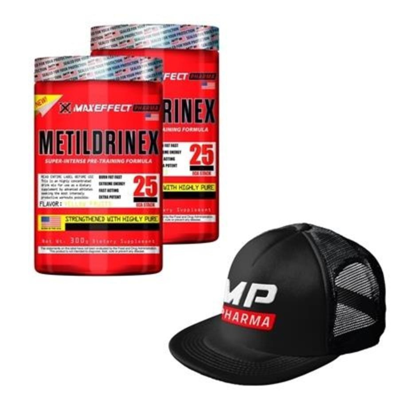 Kit Metildrinex MaxEffect Pharma - Melância - 300g - 2 Unds + Boné | Centauro