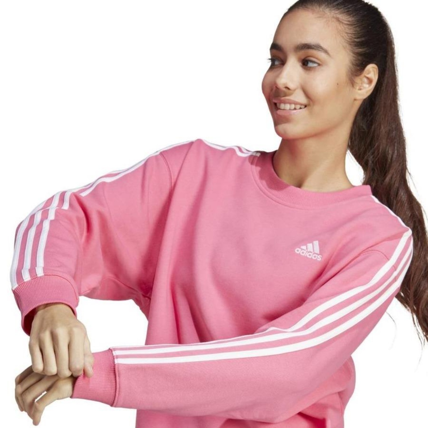 Blusão de Moletom sem Capuz adidas Essentials 3-Stripes - Feminina ...