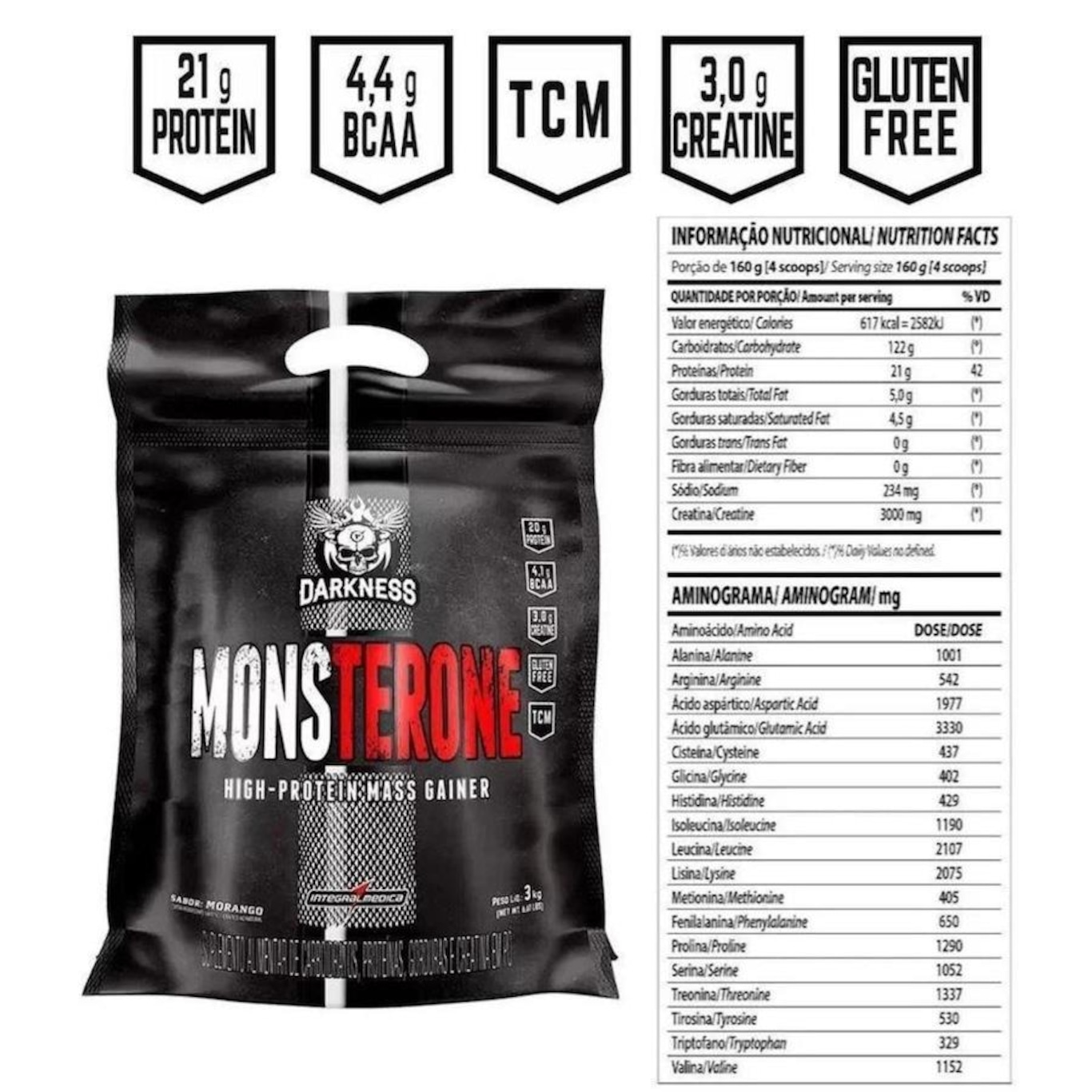 Hipercalórico Monsterone Integralmédica Darkness - 3 Kg | Centauro