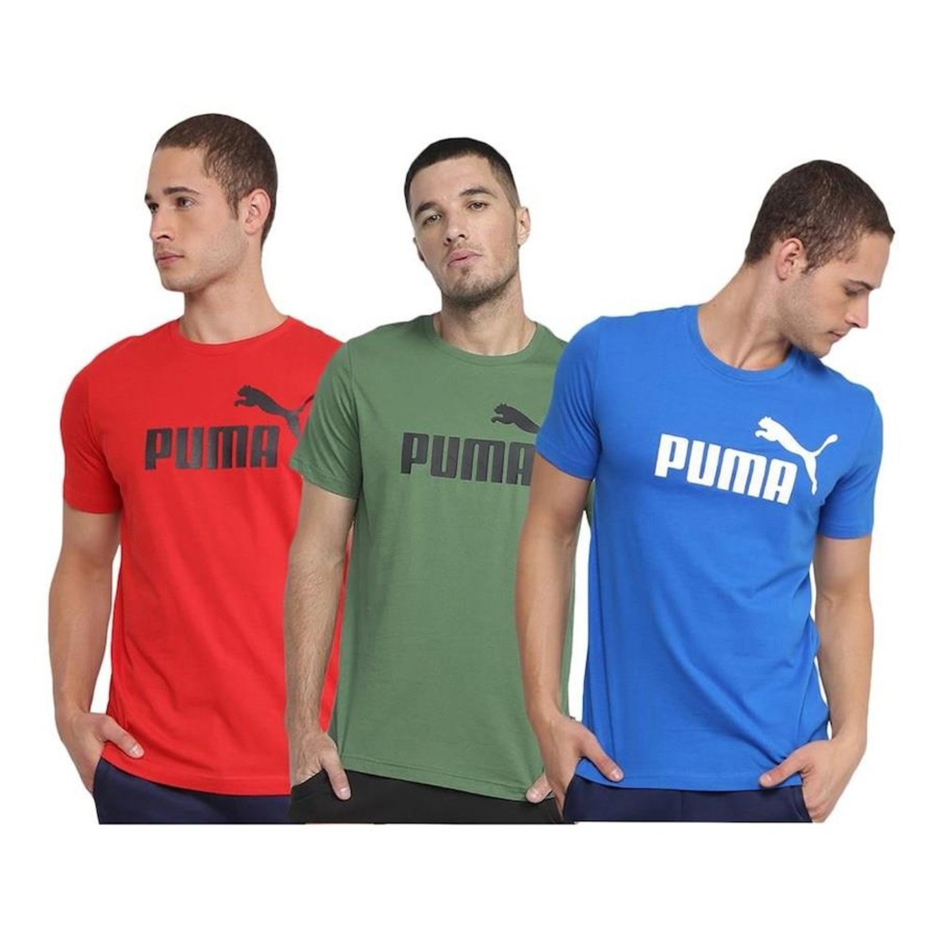 Kit Camiseta Puma Essentials Logo - 3 unidades - Masculina | Centauro