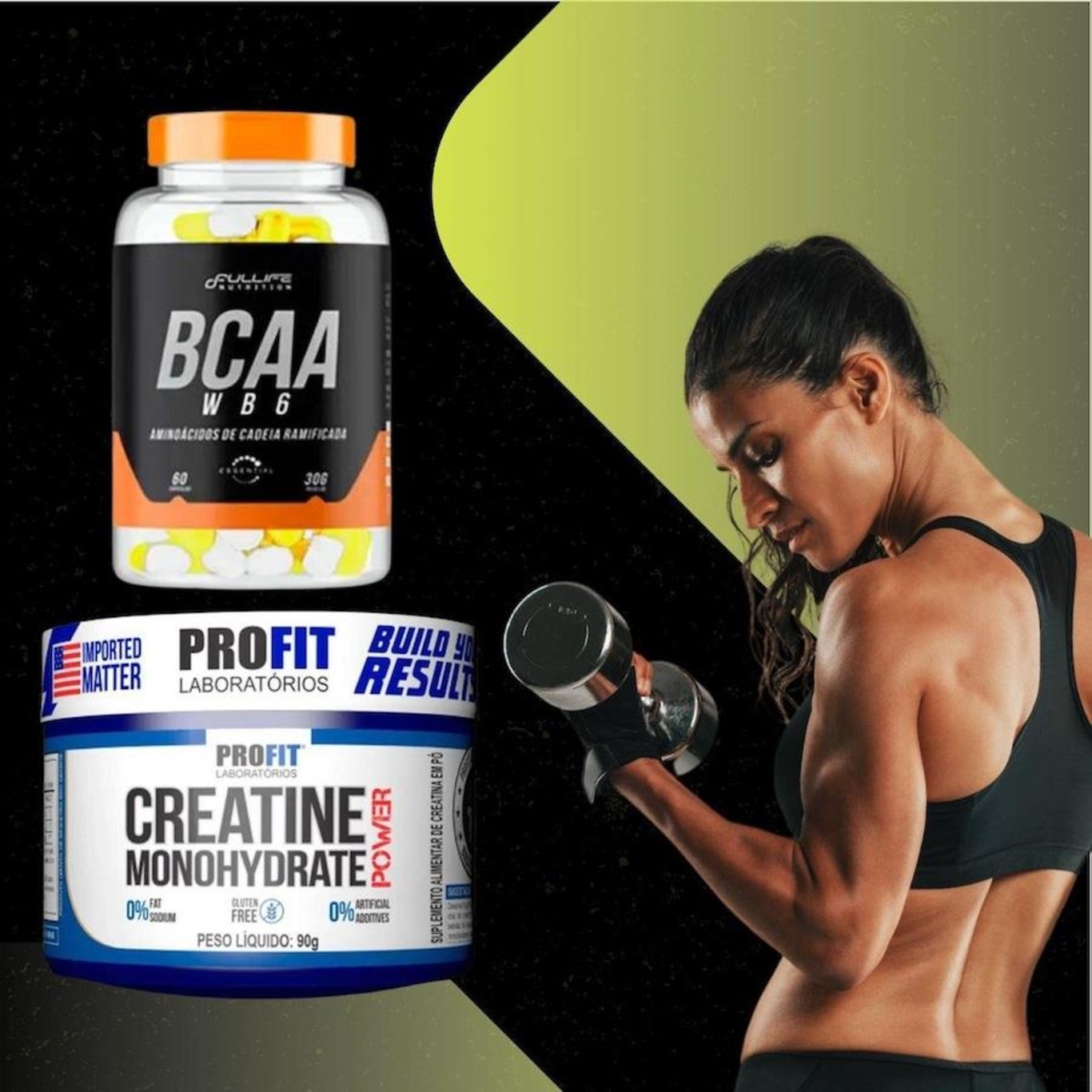 Creatine Profit 90 g + Bcaa - 60 cápsulas | Centauro