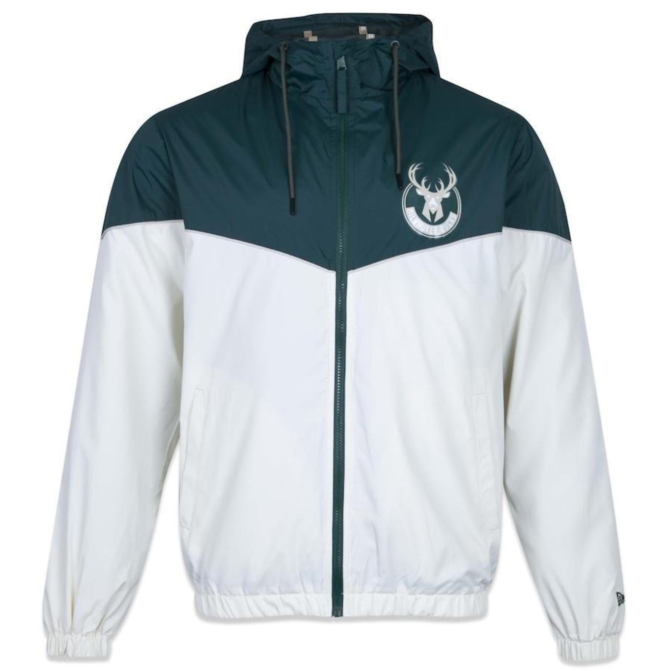 Jaqueta Corta Vento com Capuz New Era Windbreaker NBA Milwaukee Bucks ...