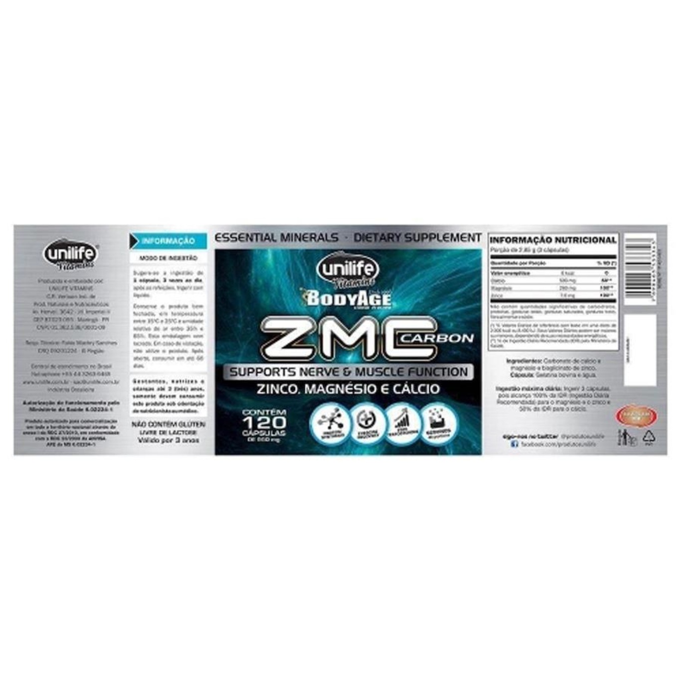 ZMC Carbon 950 mg 120 caps - Unilife | Centauro