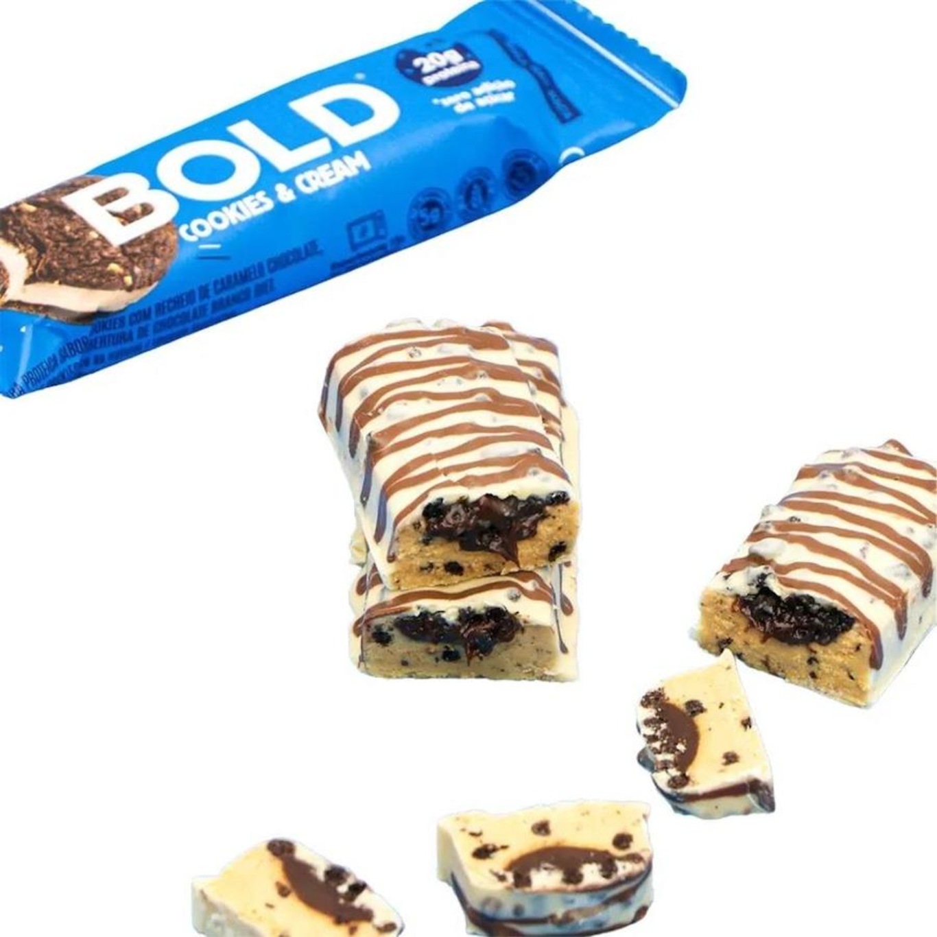 Bold Bar (Caixa com 12 x 60g) Bold Snacks - Cookies & Cream | Centauro