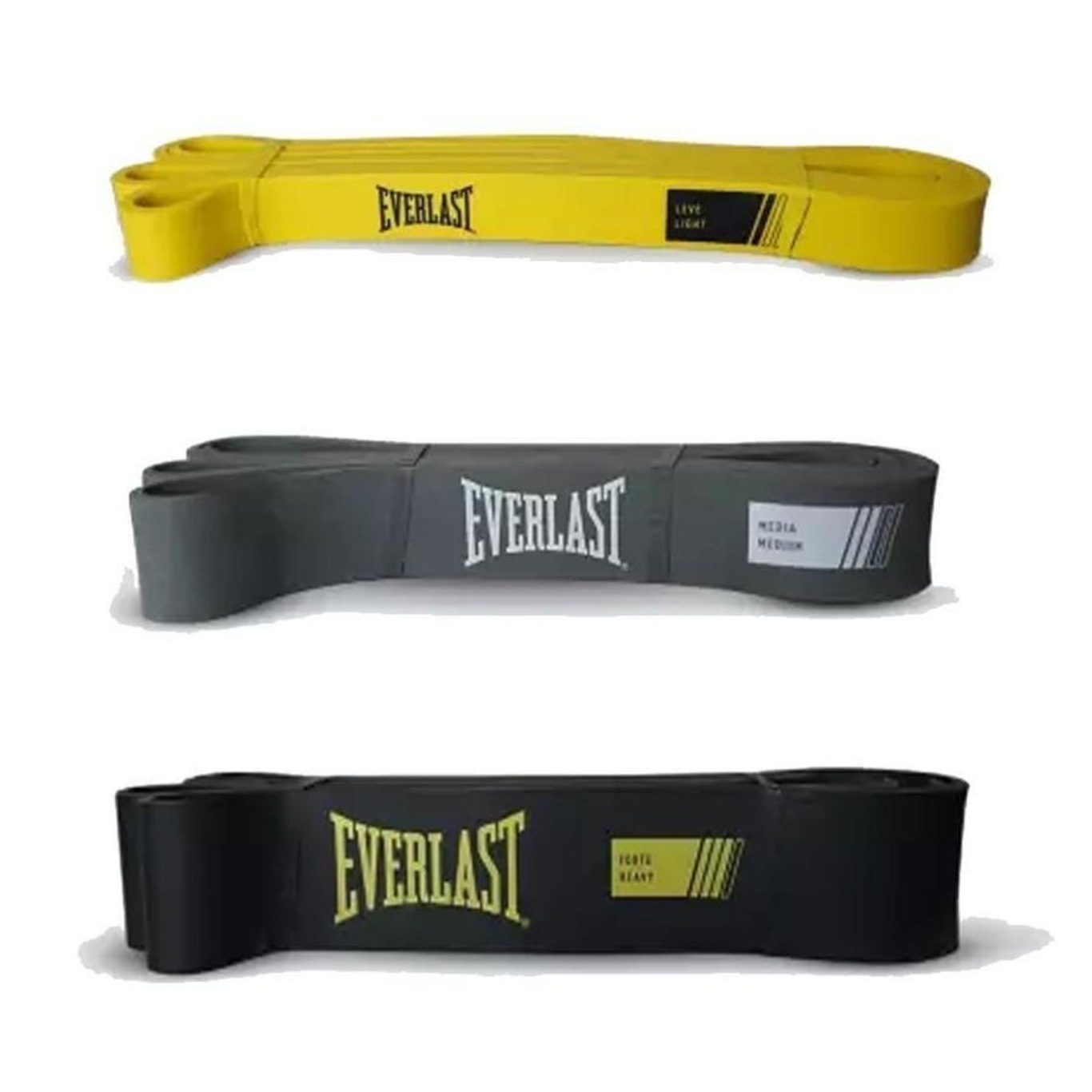Kit de Faixa Elástica Everlast Super Band - Tensões Leve, Médio e Forte ...