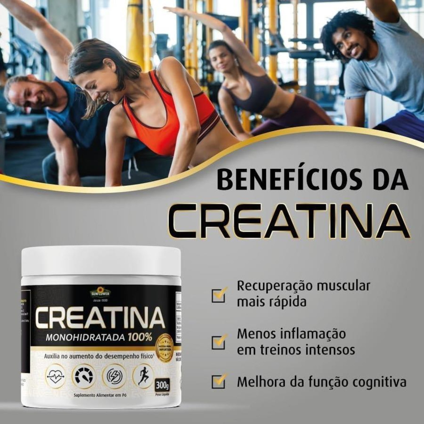 Creatina Monohidratada Pura 300G Natural Sunflower | Centauro