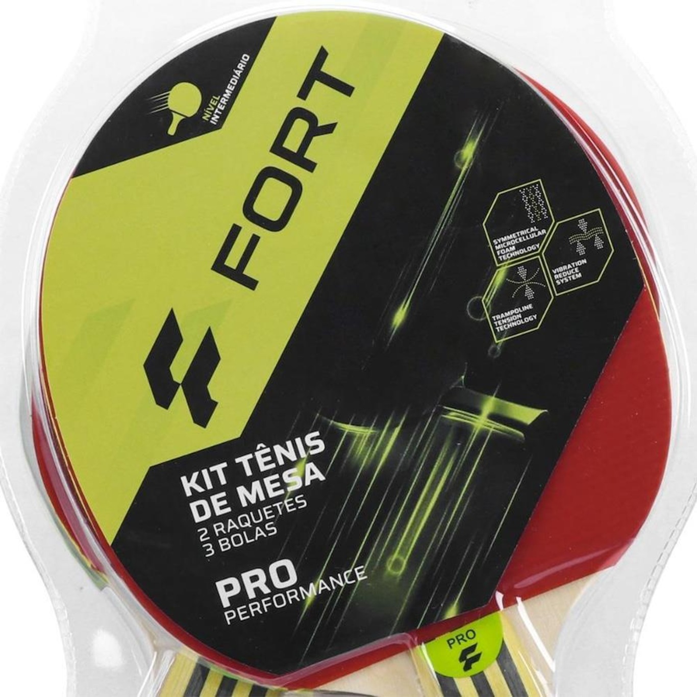 Kit de Tênis de Mesa Fort Pro: 2 Raquetes 1 Estrela + 3 Bolas | Centauro