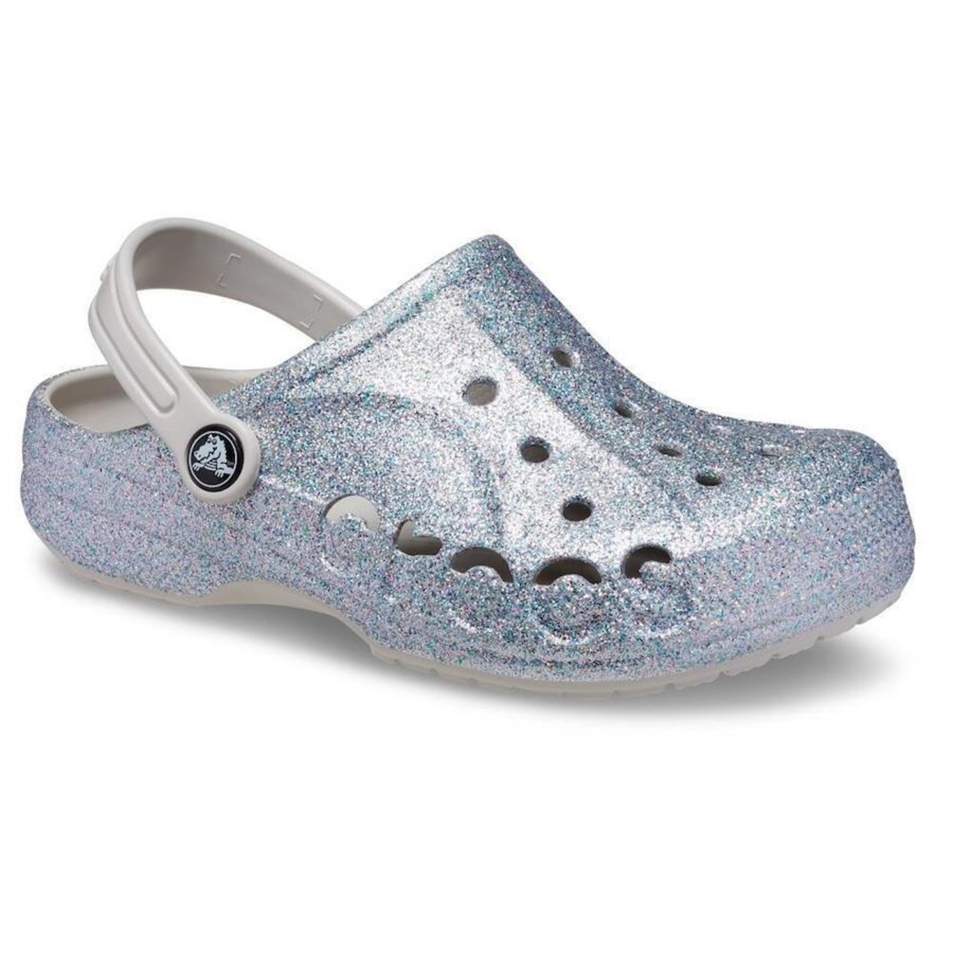 Sandália Crocs Baya Glitter Clog K Silver - Feminino | Centauro