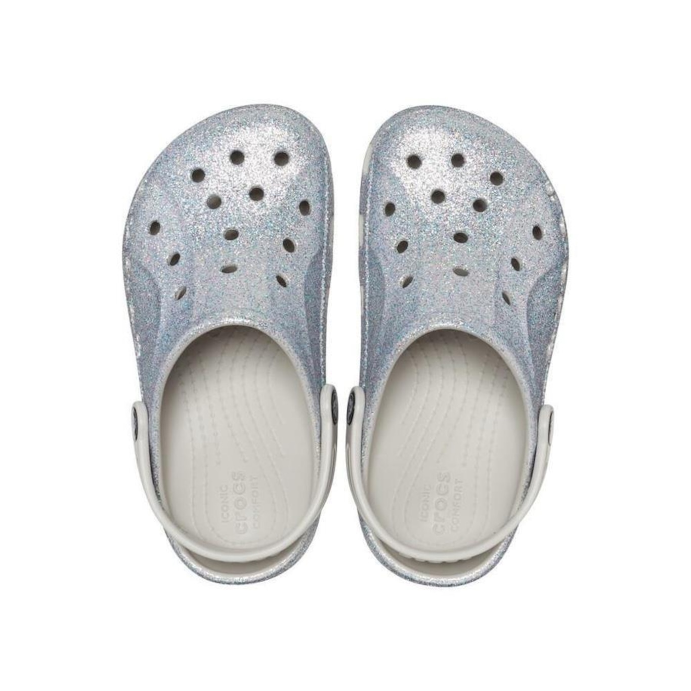 Sandália Crocs Baya Glitter Clog K Silver - Feminino | Centauro
