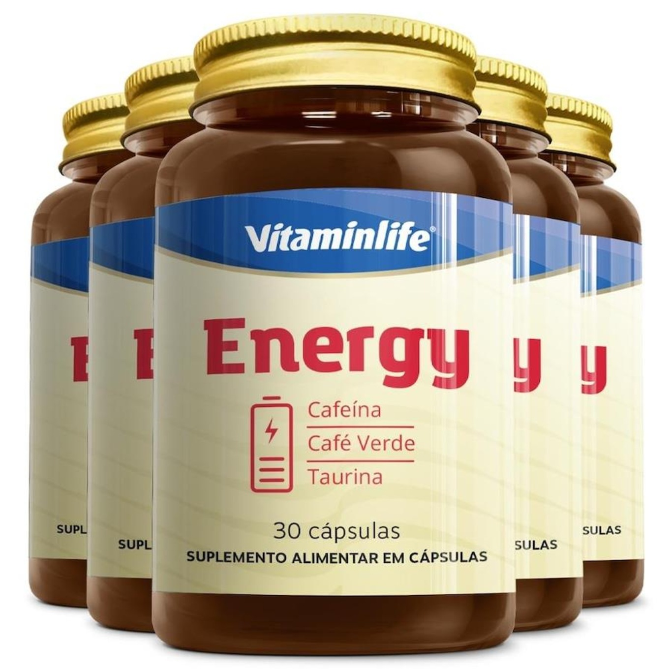 Kit Energy Cafeína + Café + Taurina Vitaminlife - 30 Cápsulas - 5 ...