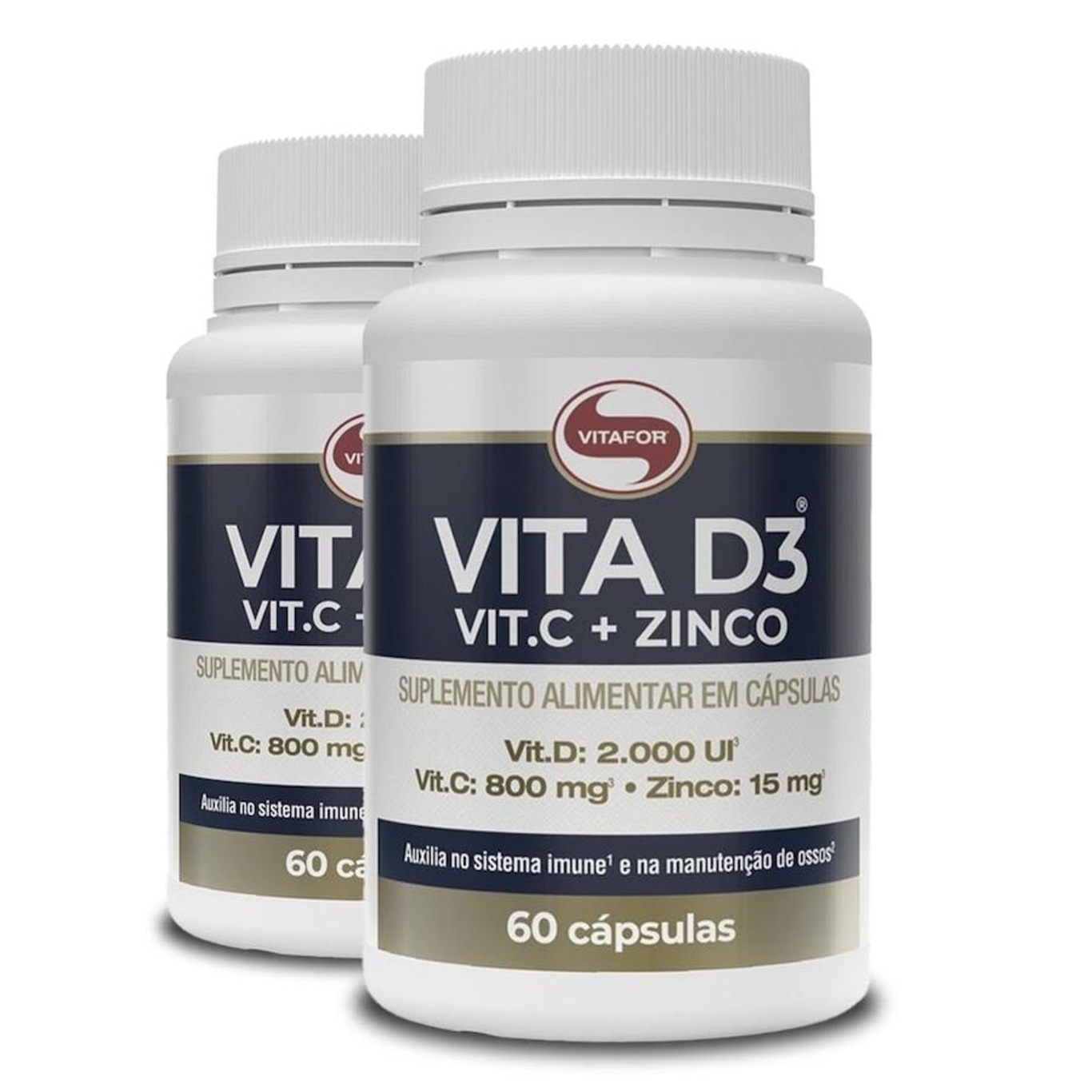 Kit Vitamina D3 Vitafor + C + Zinco - 60 Cápsulas 1000mg - 2 Unidades | Centauro