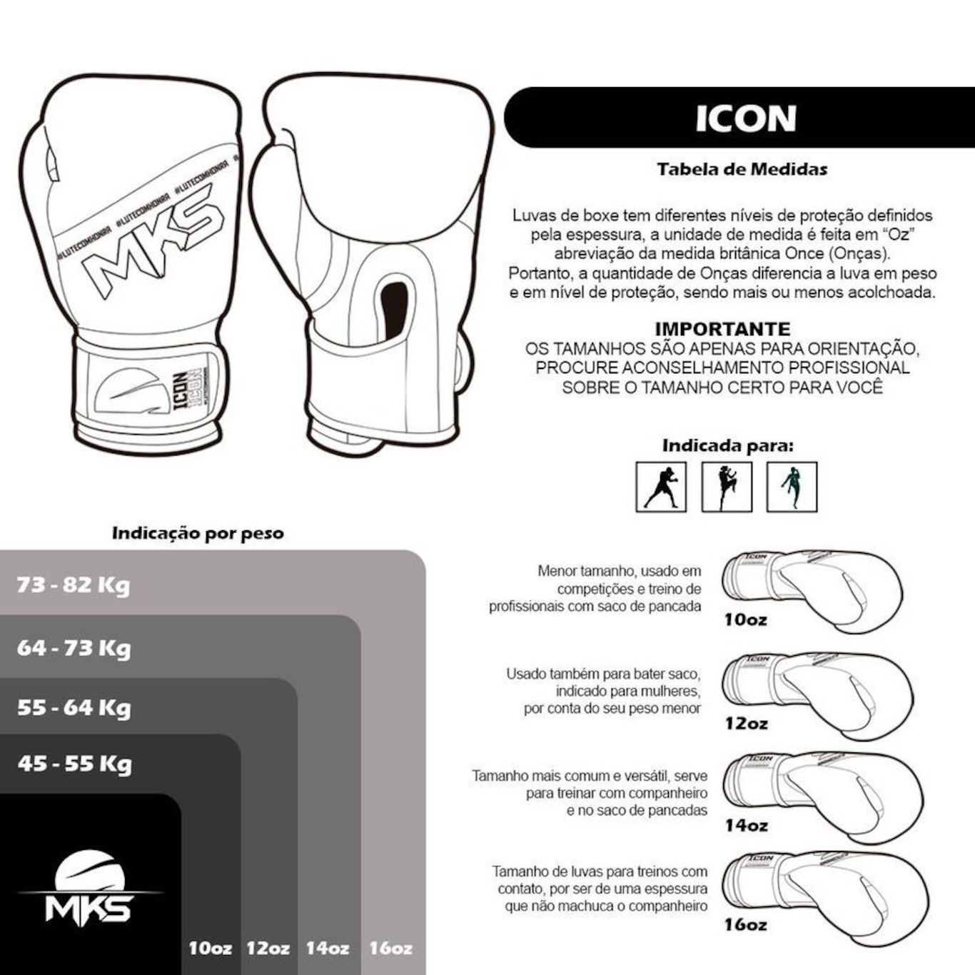 Luvas de Boxe Muay Thai Mks Icon - Adulto | Centauro