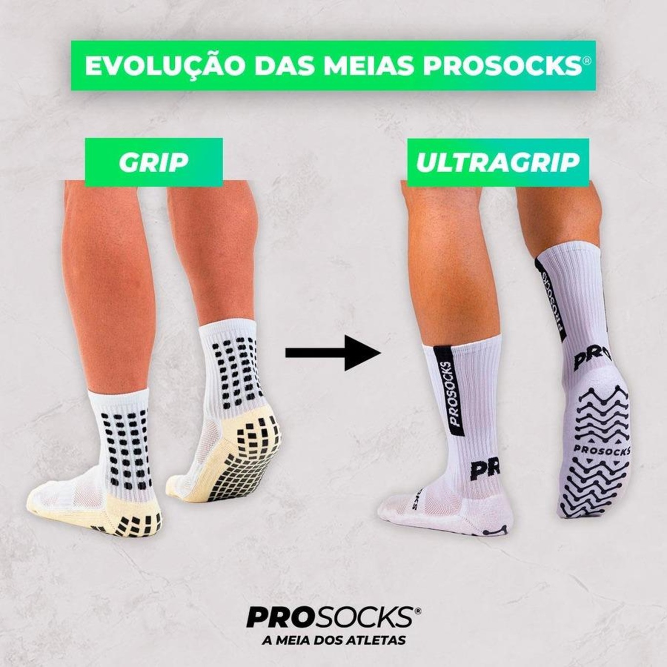 Kit de Meias Cano Alto Prosocks de Futebol Antiderrapante com 2 Pares ®Ultragrip - Adulto | Centauro