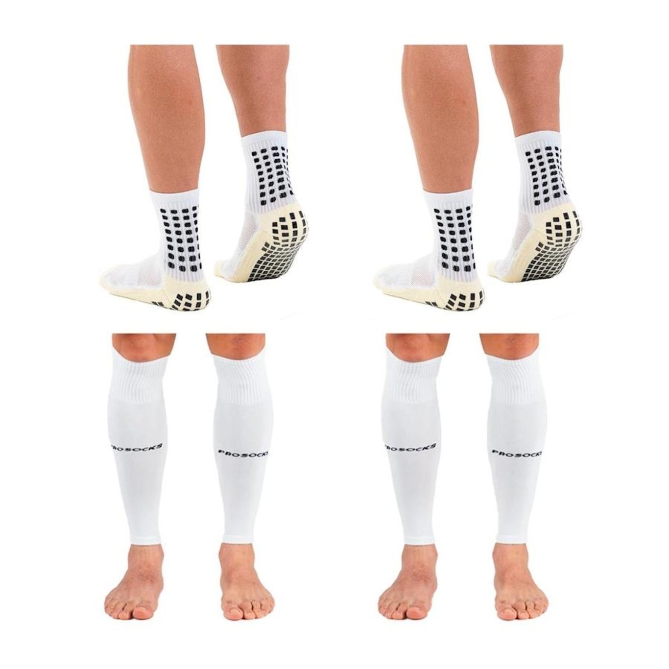 Kit Meia Cano Médio Prosocks®Grip Antiderrapante 2 Pares + 2 Pares Meião Cortado Futebol Adulto ...