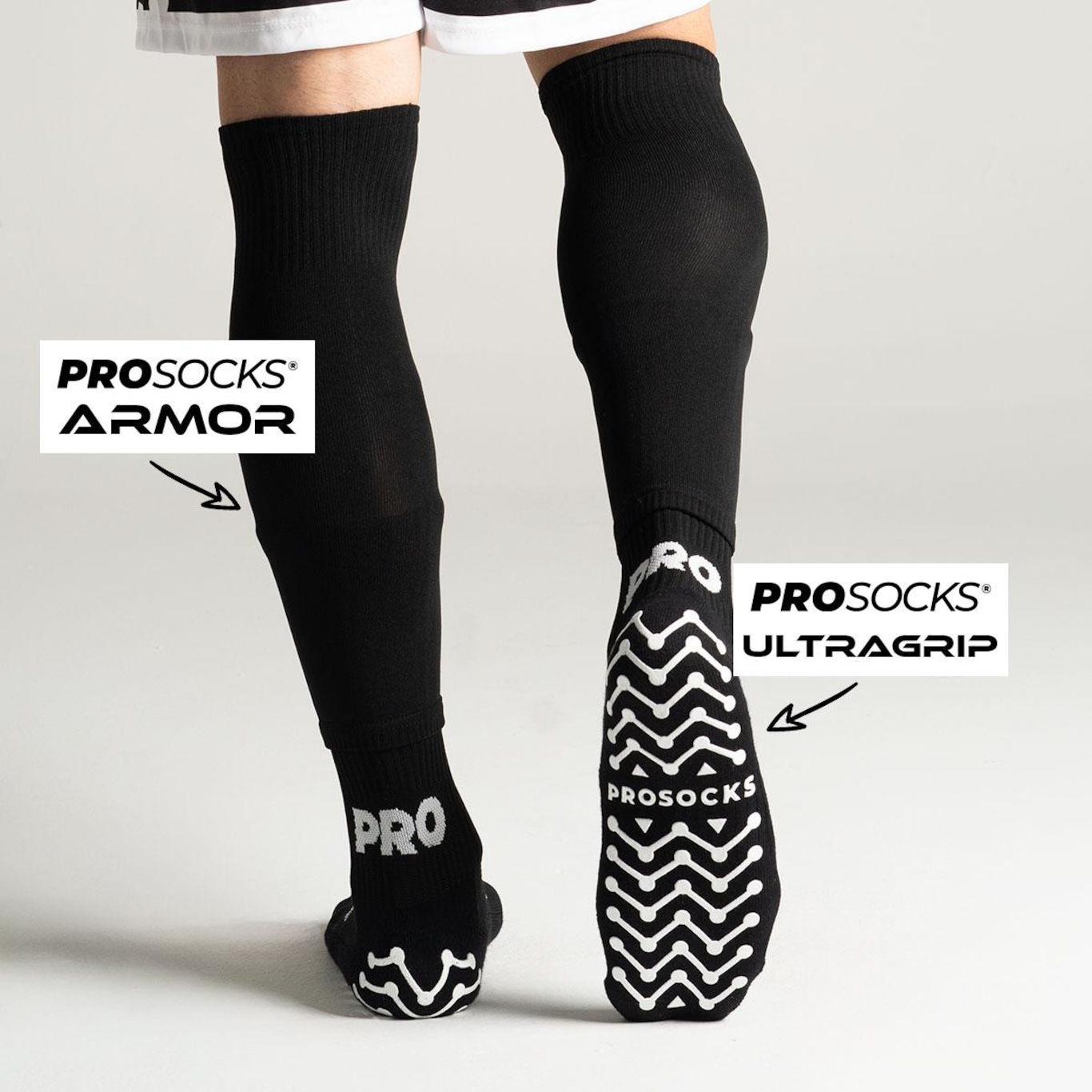 Kit Meia Prosocks®Ultragrip Antiderrapante 3 Pares + 1 Par Meião Cortado Futebol Infantil | Centauro