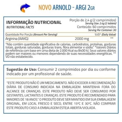 Argi 2GR L-Arginine (AAKG) Arnold Nutrition - 60 Tabletes - Centauro