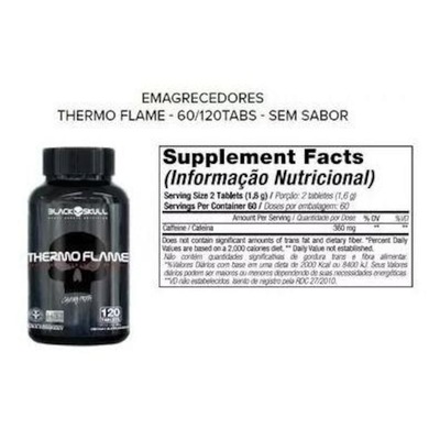 Thermo Flame Termogênico Black Skull - 120 Tabletes - Centauro