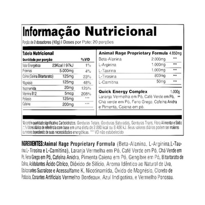 Pré Treino Rage Xl Universal Nutrition - 221g - Centauro